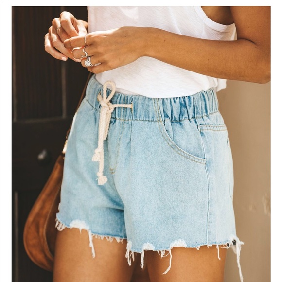 POL | Shorts | Nwt Distressed Drawstring Jean Cutoff Denim Short | Poshmark